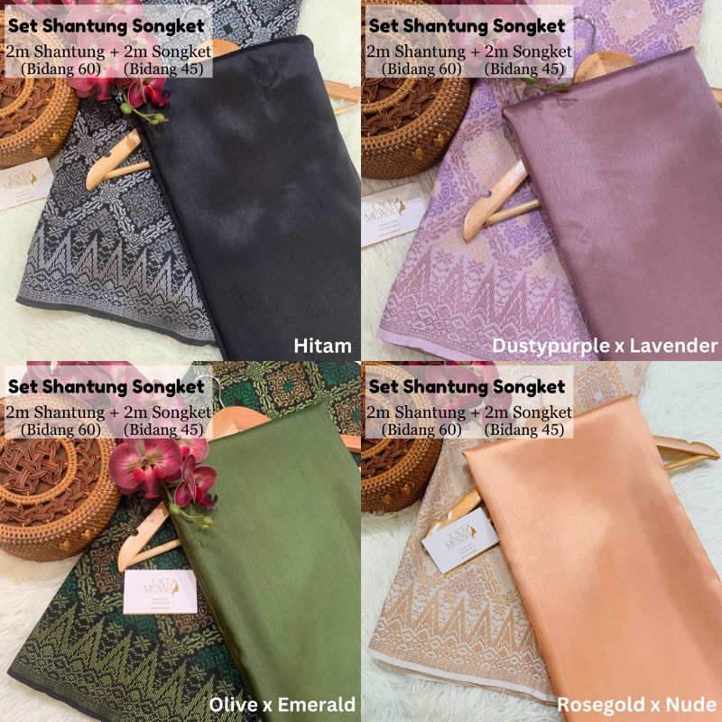 ‼️SET KAIN SHANTUNG SILK KOMBO DENGAN SONGKET TENUN LACEMEWAH SESUAI ...