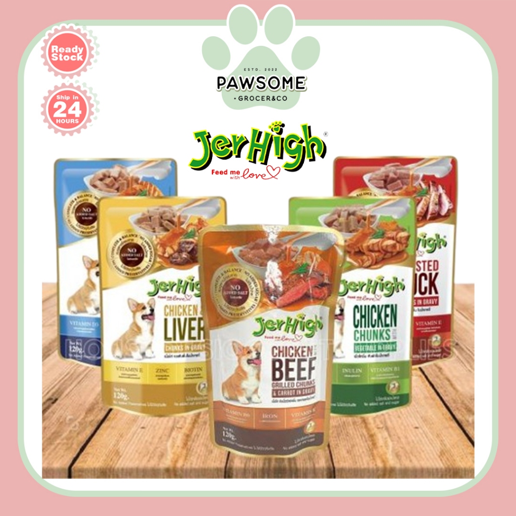 JERHIGH Chunks In Gravy Wet Pouch Food For Dogs 120G | Shopee Malaysia
