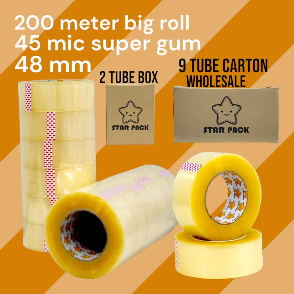 45mic/48mm (200m) Big Roll Star Pack Opp Tape Strong Glue Series ...