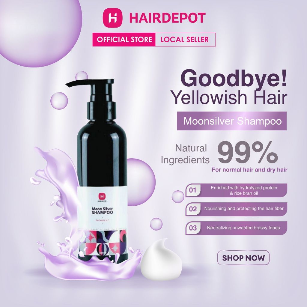 HAIRDEPOT Moon Silver Shampoo 300ml / Goodbye Yellow / Anti-Yellowing ...
