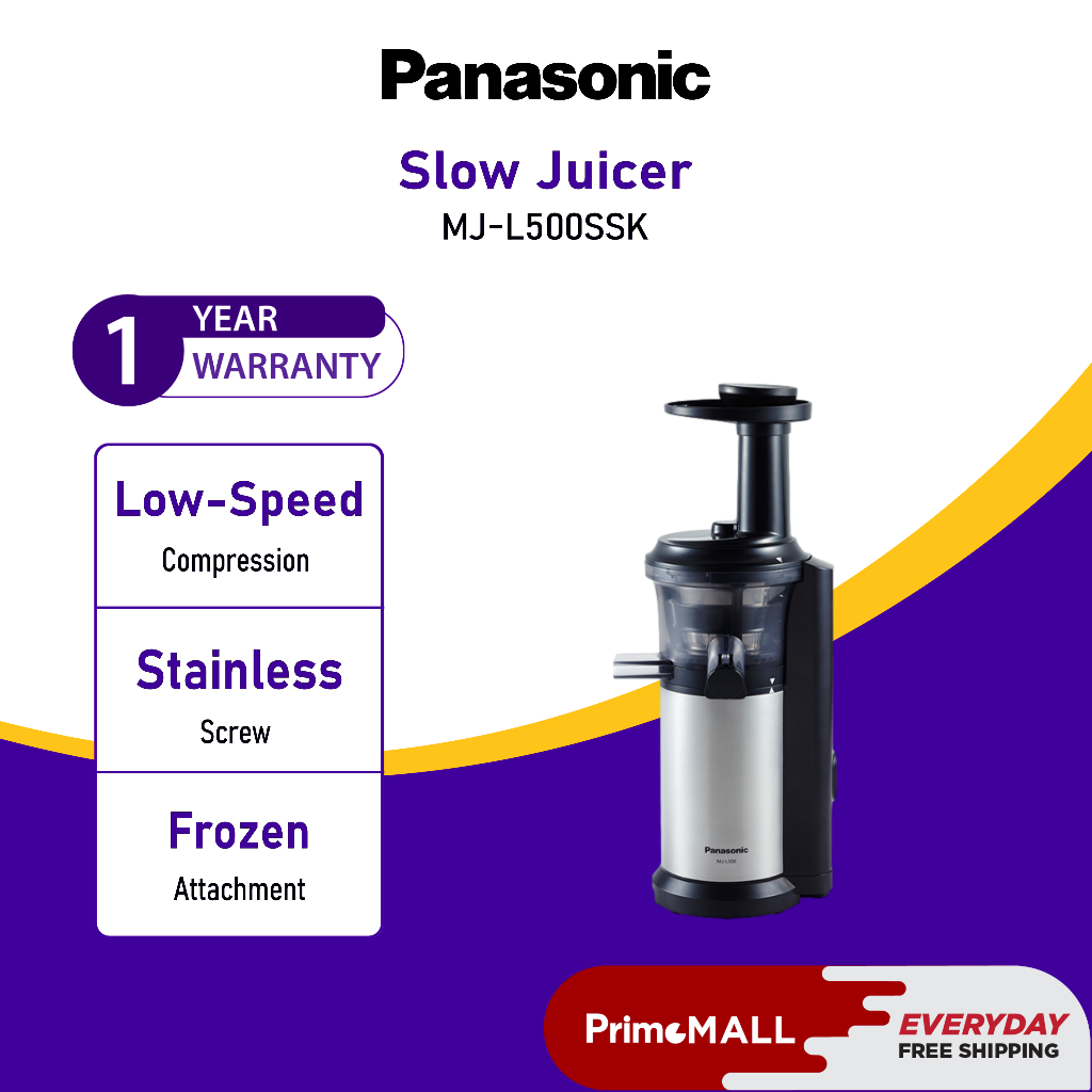 PANASONIC MJ-L500 Slow Juicer 150W 1L Capacity MJ-L500SSK Low Speed ...
