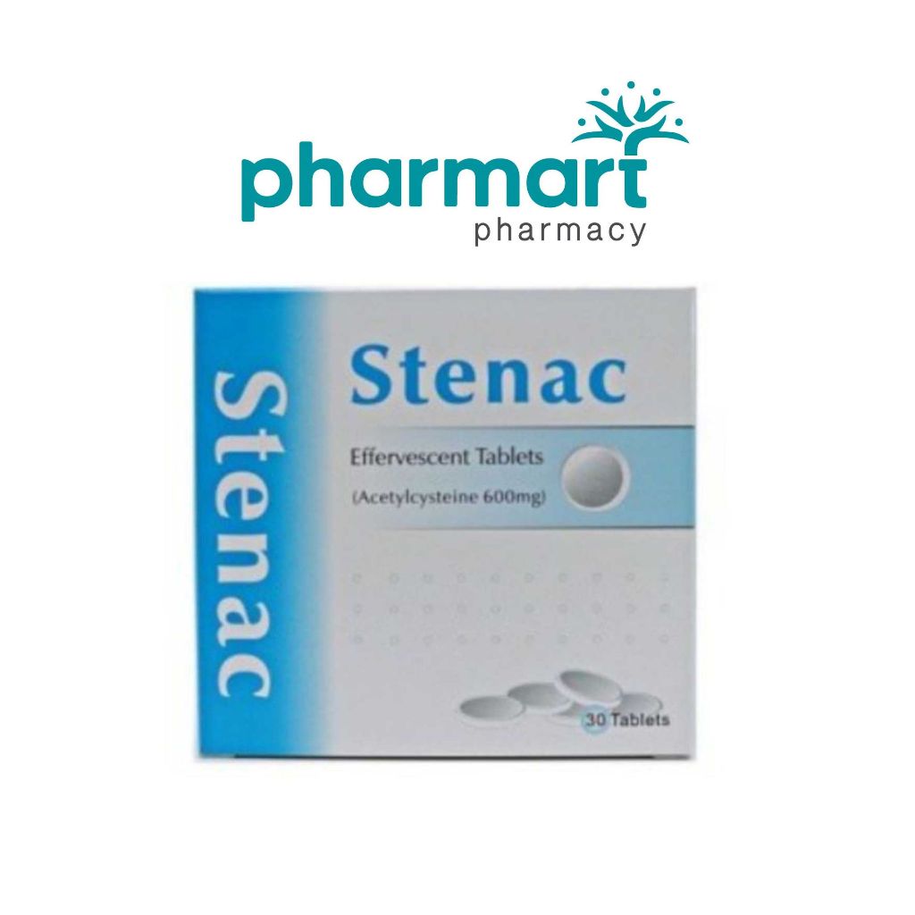 Stenac Effervescent Tablets Acetylcysteine 600mg 30 tablets (EXP 10/ ...