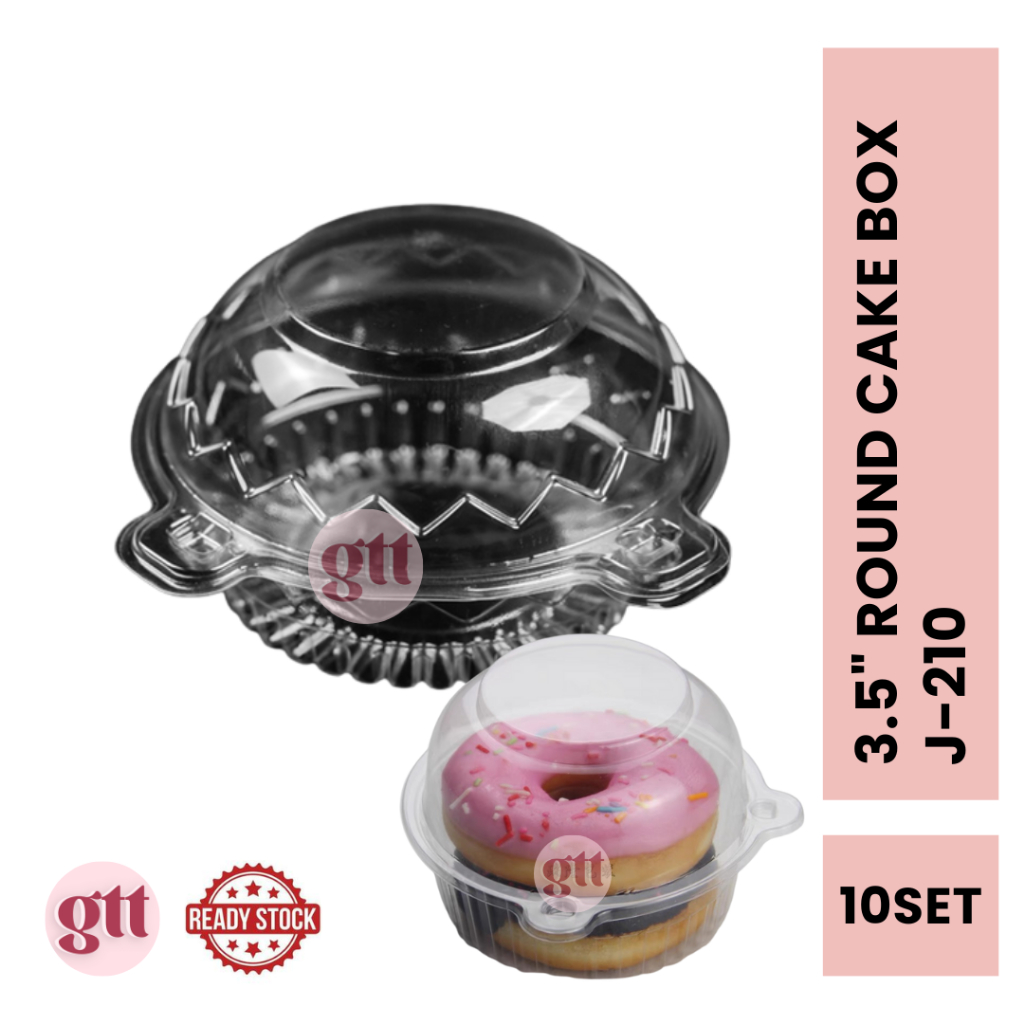 J-C210 3.5" BURGER OPS ROUND PLASTIC CONTAINER WITH COVER 长方形蛋糕盒圆形烘培塑料 ...