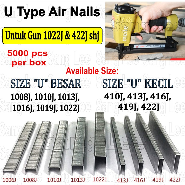 U type Air nails Staple Gun 1008J 1010J 1013J 1016J 1019J 1022J 410J ...