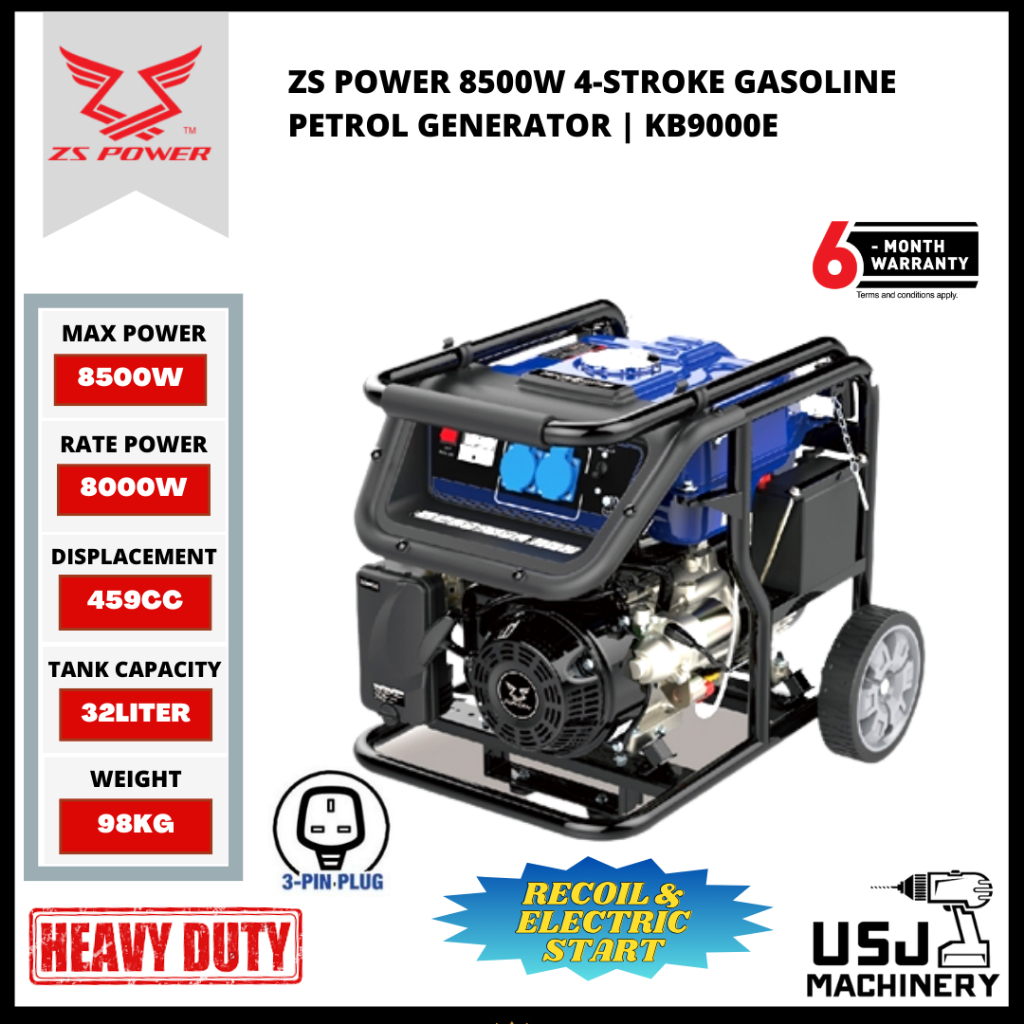 ZS POWER 8500W 4-Stroke Gasoline Petrol Generator KB9000E - With Big ...
