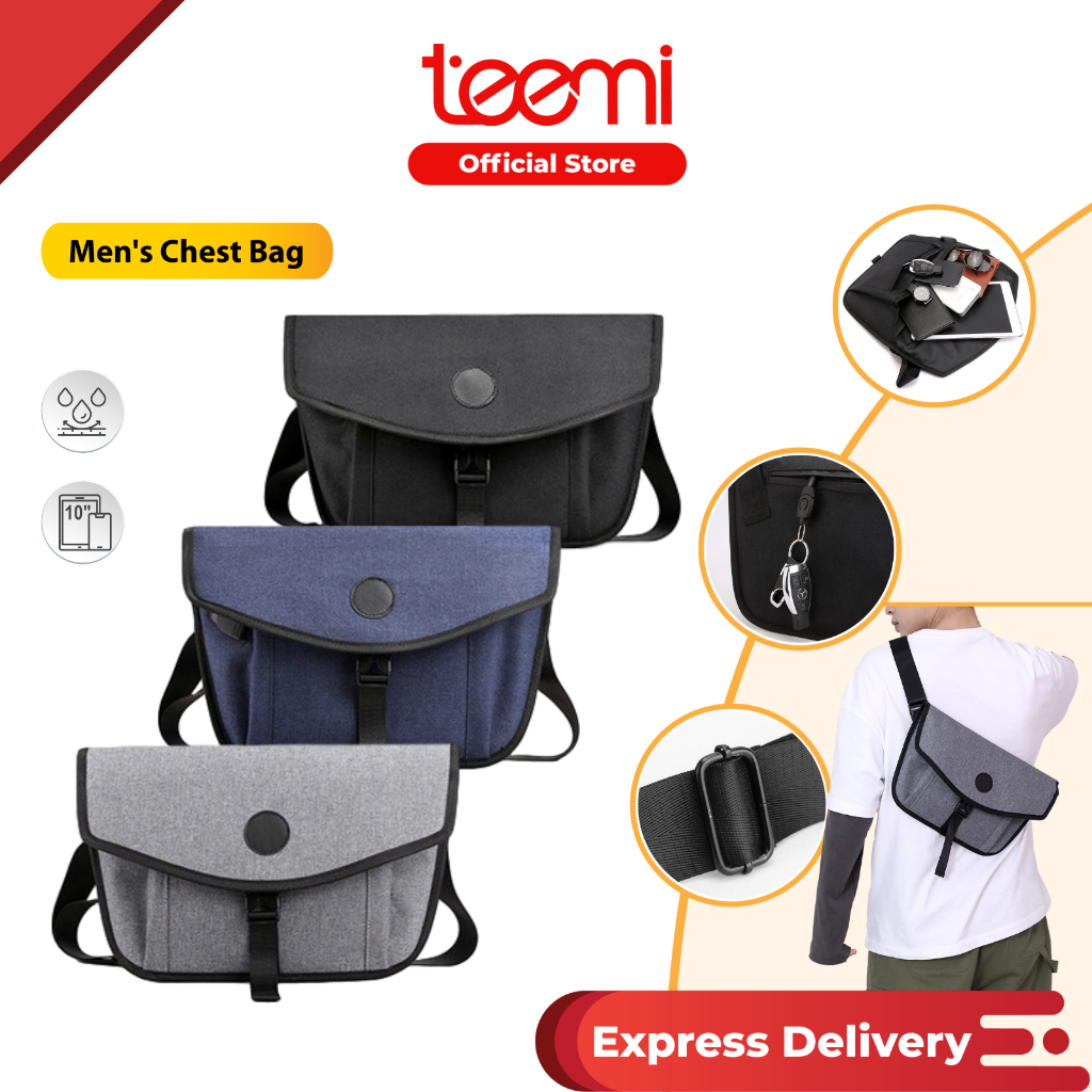 TEEMI Men's Sling Chest Bag Large Waist Pouch USB Port Crossbody Bags ...