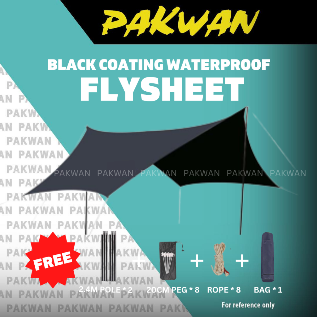 Flysheet Camping Waterproof Bumbung Khemah Black Coating Besar fly ...