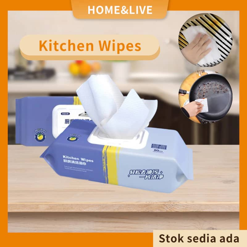 80PCS Disposable Kitchen Wet Tissue Cleaning Degreasing Tisu Dapur ...