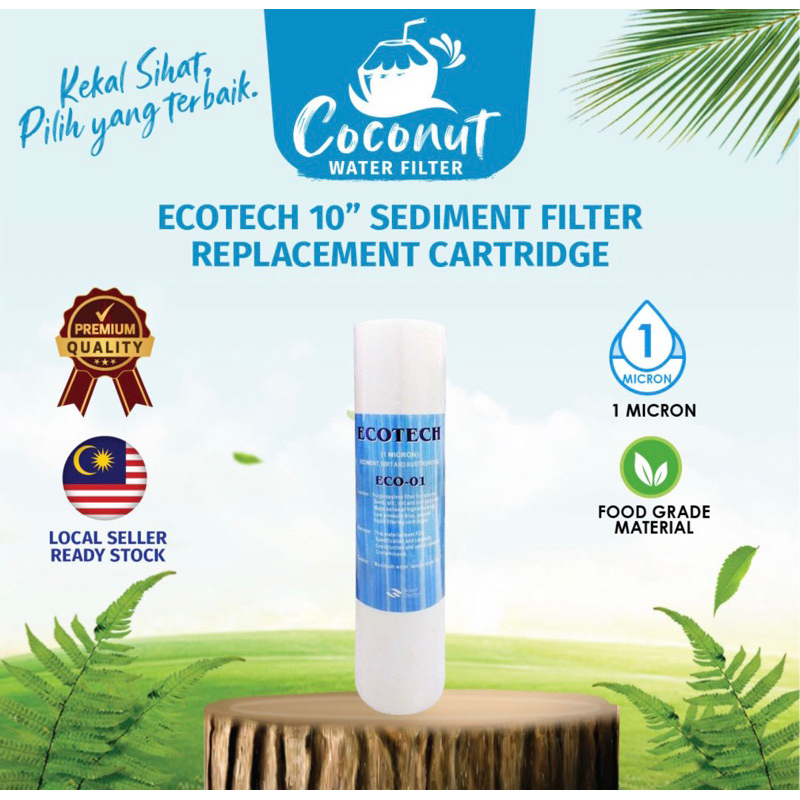 Ecotech 10” 1 Micron Polyethylene PP Sediment Filter Replacement ...