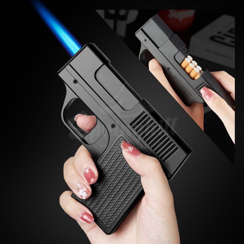 Creative fire machine gun gun type one-piece lighter inflatable ...