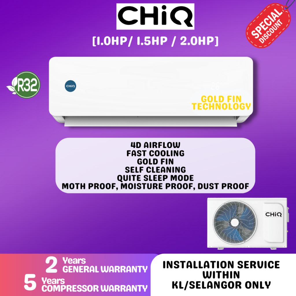 CHIQ Non Inverter Air Conditioner 1HP 1.5HP 2HP Penghawa Dingin ...