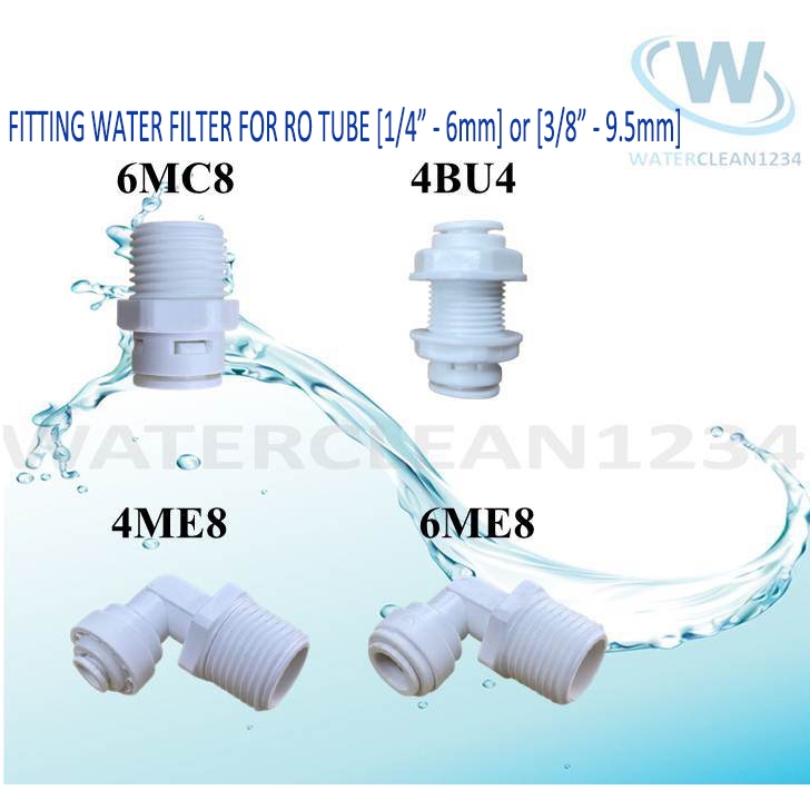 Water Filter Fitting Connector For RO Tube [6mm=1/4"] or [9.5mm=3/8 ...
