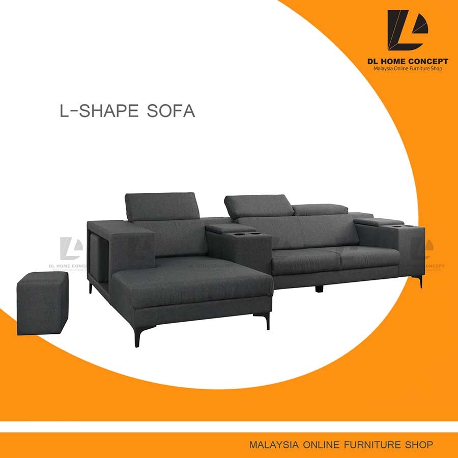 DL Home Concept L Shape Sofa with Cup Holder/Storage/Adjustment ...