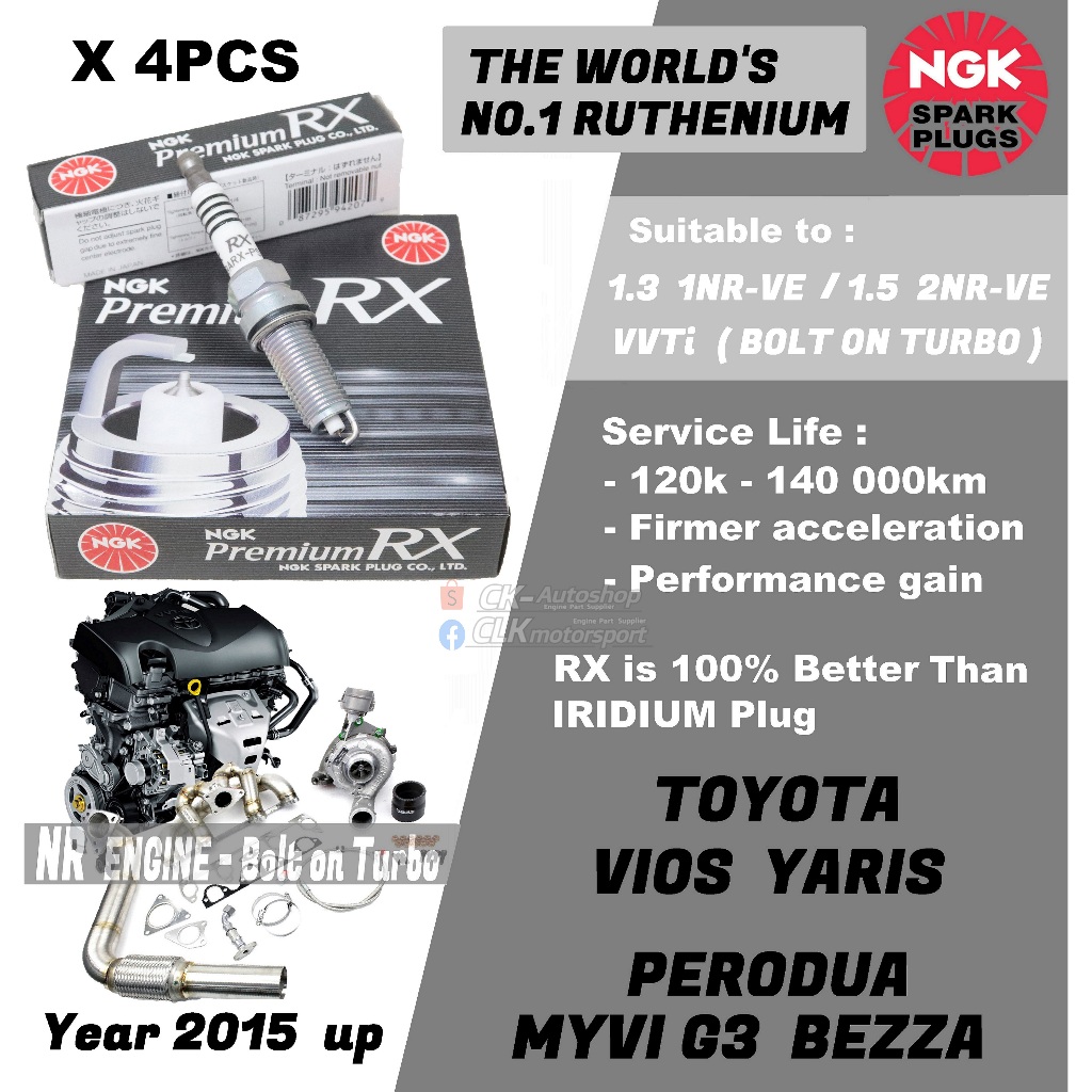 NGK Premium RX spark plug - 1.3L 1NRFE 1NRVE 1.5L 2NRFE 2NRVE ( Bolt On ...