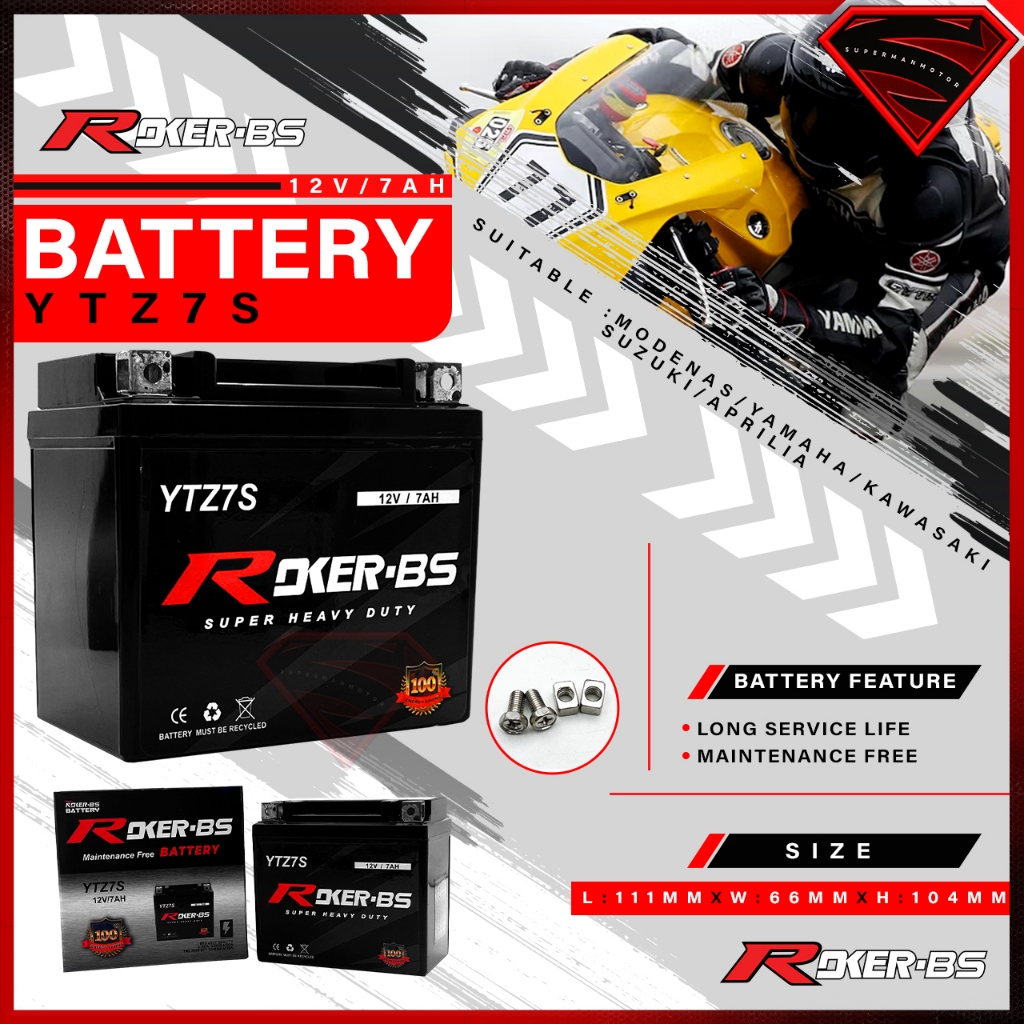 ROKER-BS BATERI BATTERY GEL YTZ7/YTZ7S-BS NVX155/NMAX155/PCX150 NEW ...