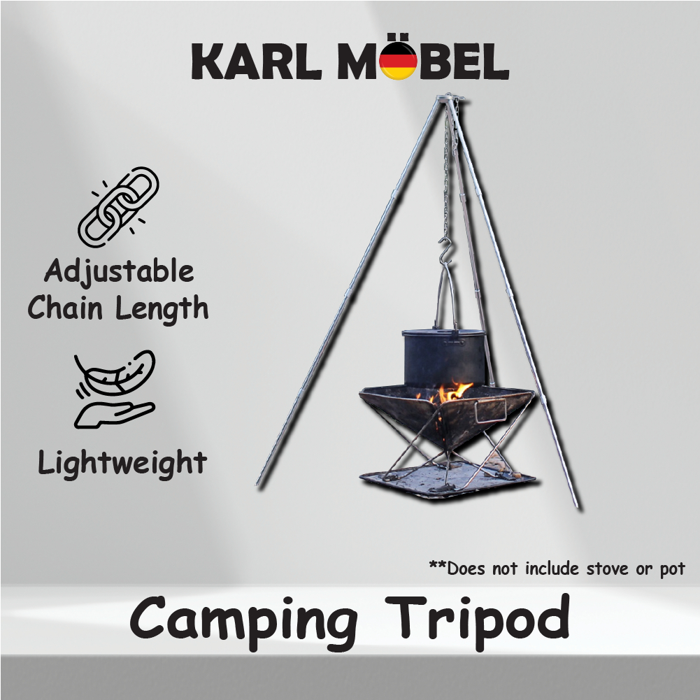 Aluminium Camping Tripod Cooking Pot 4.2L Hanging Kettle Outdoor ...
