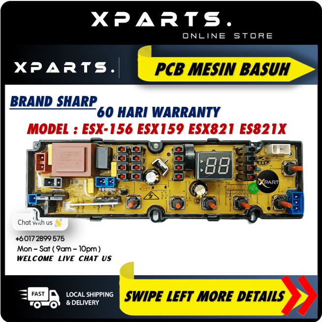 2 MONTH WARRANTY ESX-156 ESX159 ESX821 ES821X SHARP WASHING MACHINE PCB ...