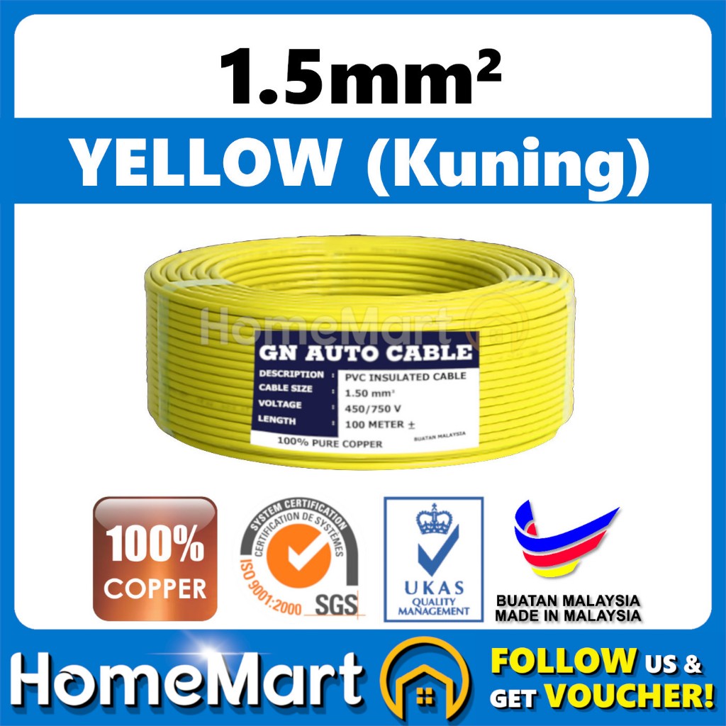 (GN Kabel) PVC Insulated Cable 1.5mm / 2.5mm | 100% PURE COPPER | Auto Control Cable | Kabel ...