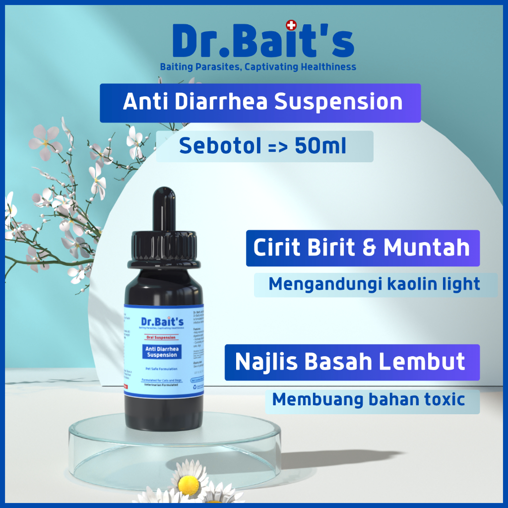 Dr.Bait’s Diarrhea Suspension Ubat Cirit Birit 50mL Kucing Kucing Kurus ...