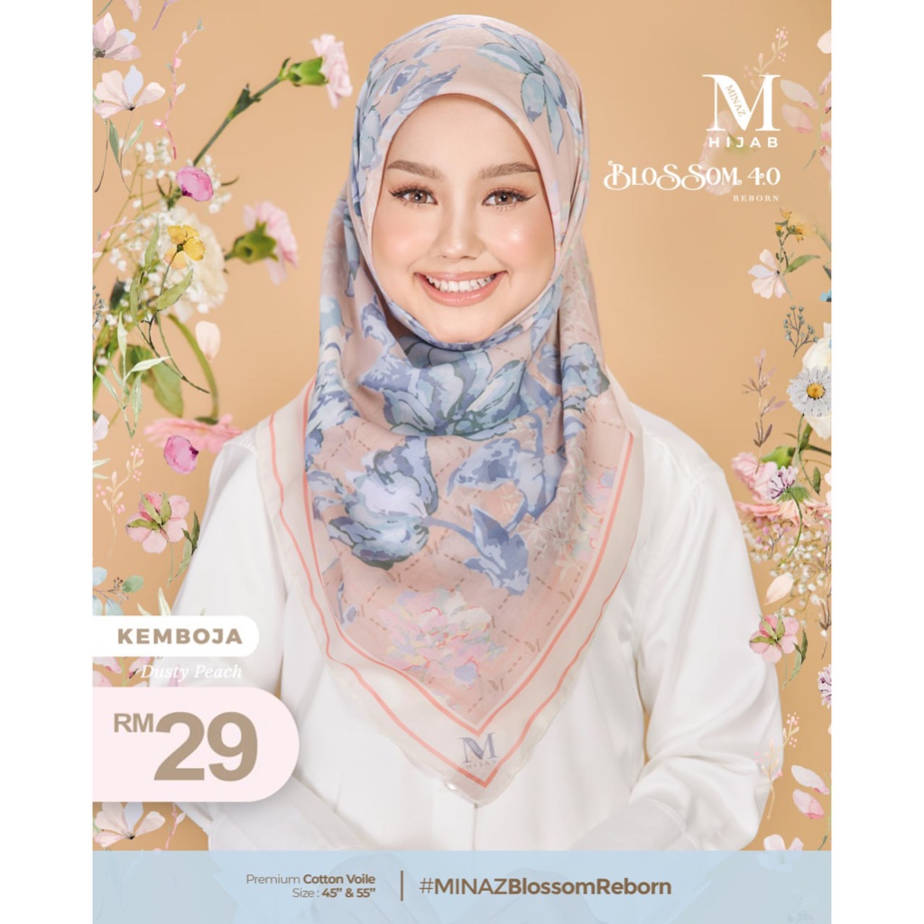 MINAZ HIJAB BLOSSOM 4.0 KEMBOJA DUSTY PEACH (BMP166) | Shopee Malaysia