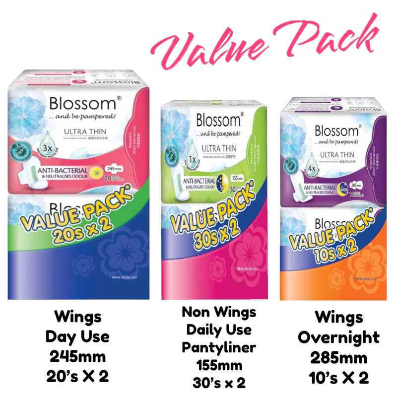 Blossom Twin Pack Ultra-Thin Sanitary Pads Value Pack | Shopee Malaysia