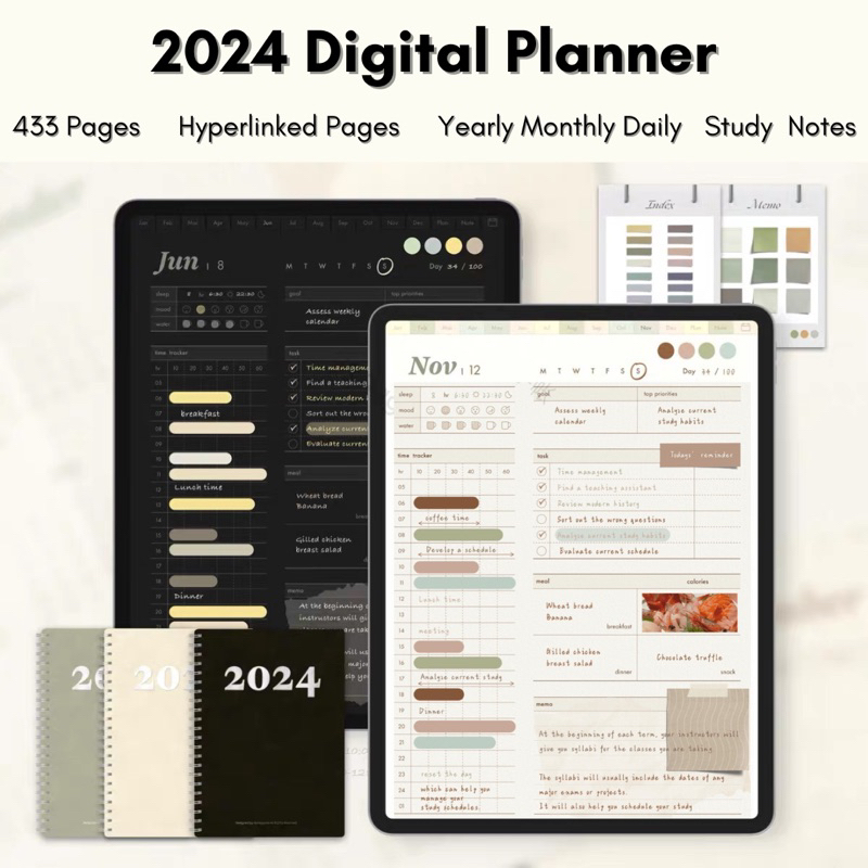 2024 Elegance Digital Planner Hyperlinked Minimalist Simple Yearly ...