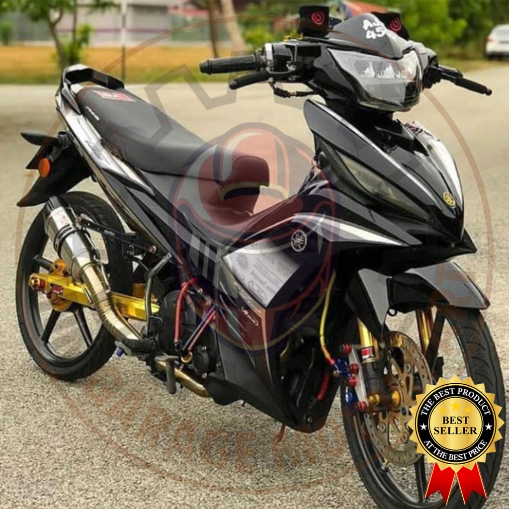 YAMAHA LC LC135 V2 V3 V4 V5 V6 V7 HITAM PURBA KILAT MATELIC BLACK FULL COVERSET SIAP TAMPAL M ...