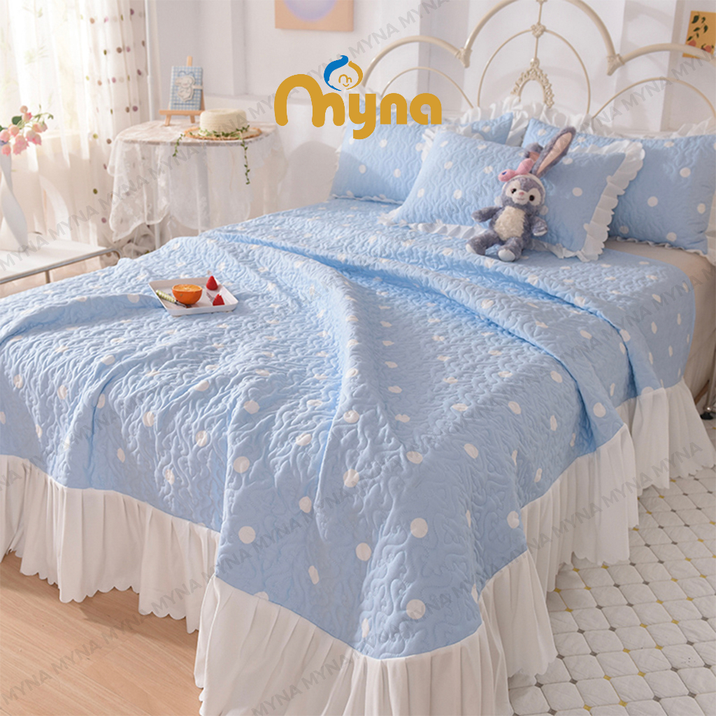 3 in 1Korean Princess Style Lace Quilted Bedskirt Lace Sheet Bedspread ...