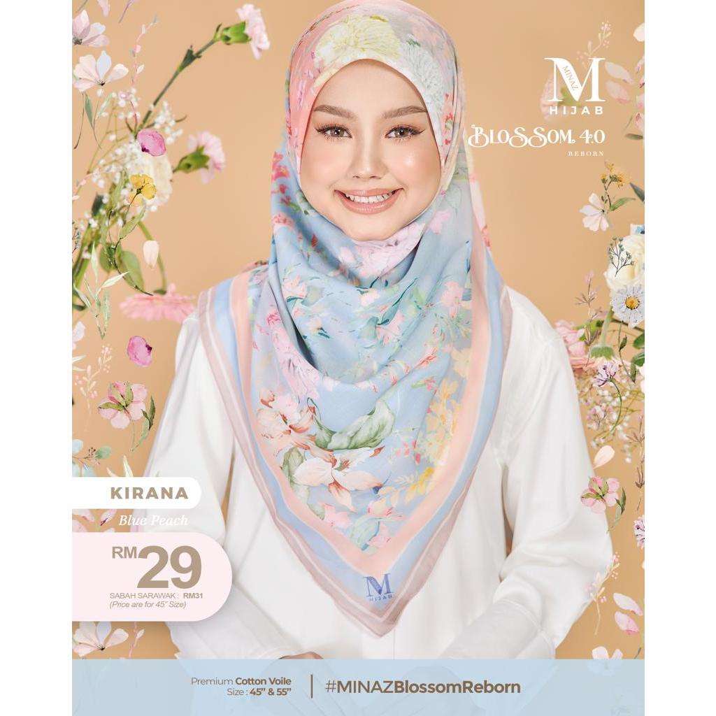 MINAZ HIJAB BLOSSOM REBORN 4.0 : KIRANA : Blue Peach | Shopee Malaysia