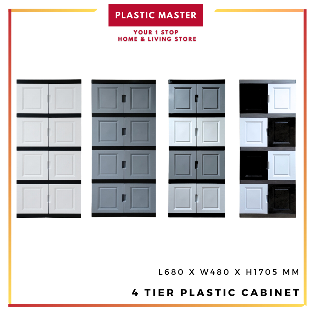 4 Tier Plastic Cabinet Storage Drawer Multipurpose Storage Cabinet ...