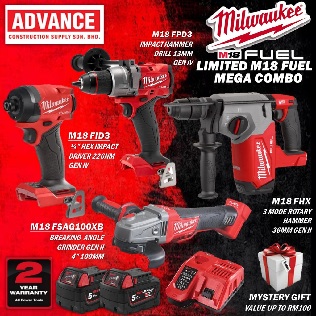 Milwaukee M18 4 IN 1 LIMITED MEGA COMBO RM4388 ( M18 FPD3 / M18 FID3 ...