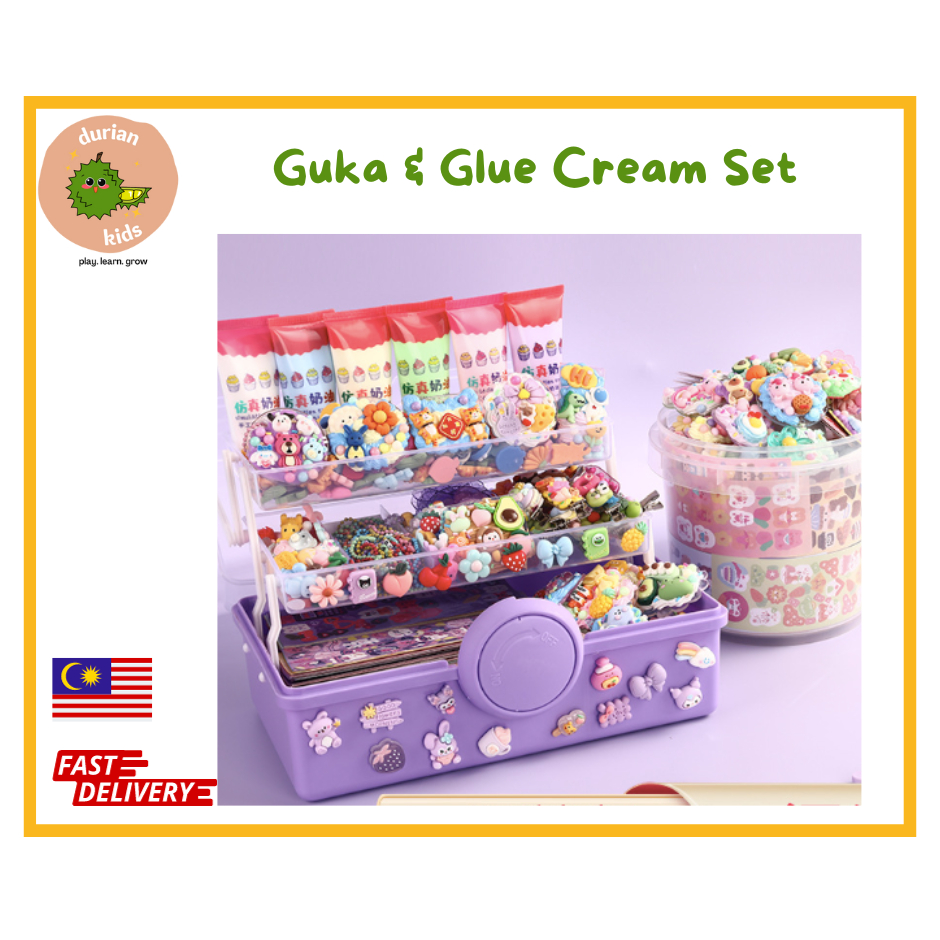 DIY Gu card cream glue sticker handmade set/ gift set for kids with box ...