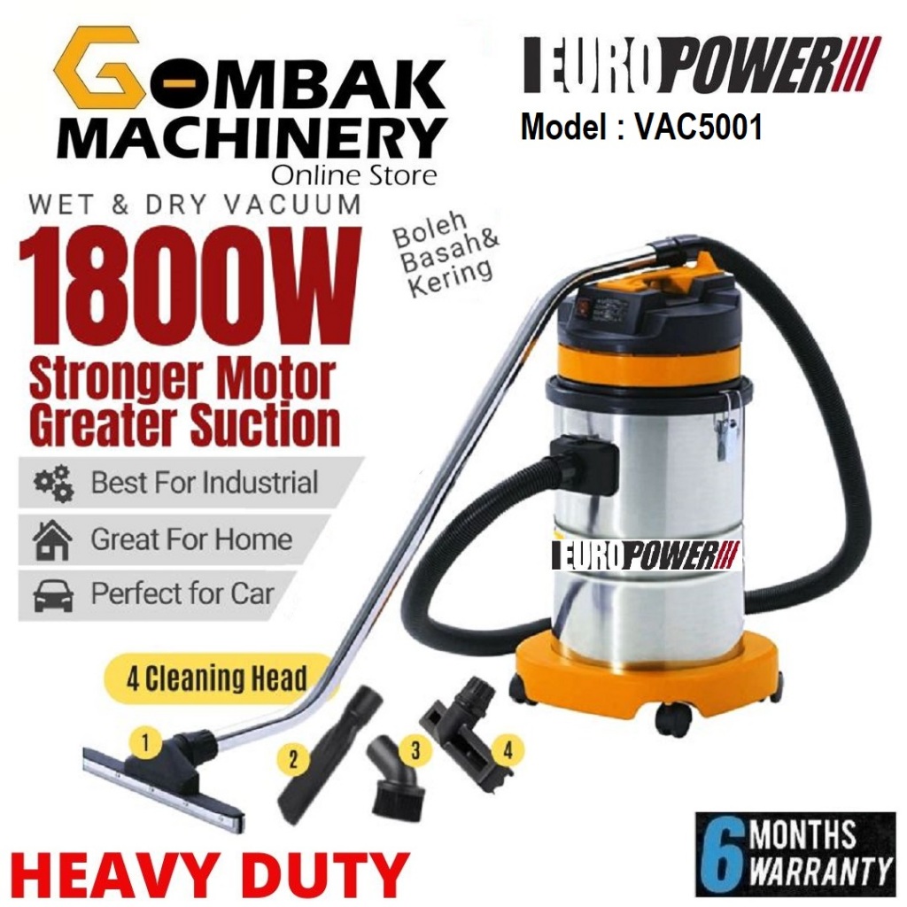 Europower Thundez 1800watt 30l Wet And Dry Industrial Vacuum Cleaner