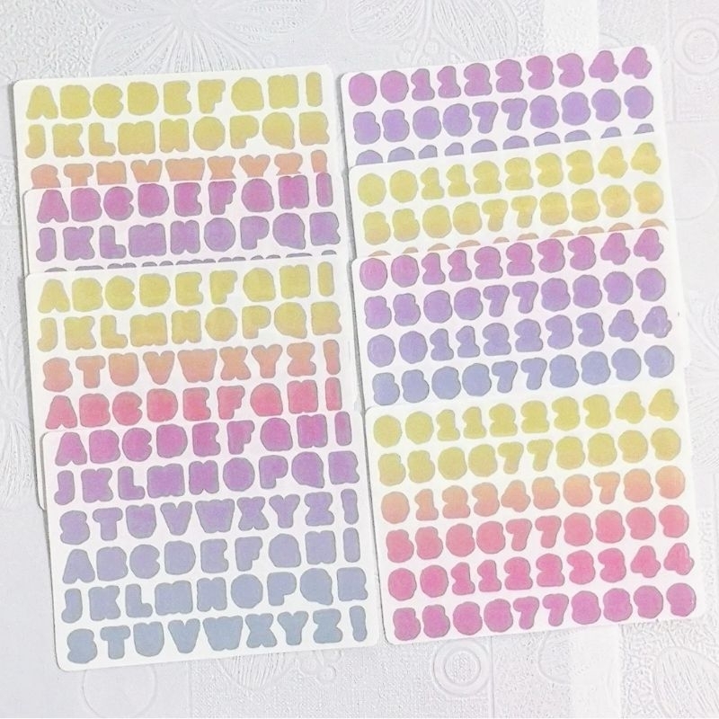 Rainbow Colour Alphabet Numbers Sticker Sheet Decorative Scrapbooking ...