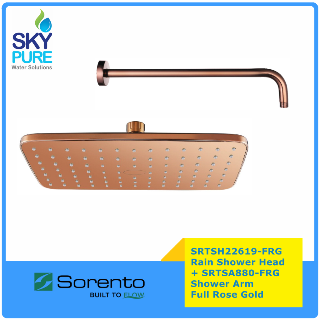 SORENTO Rose Gold ABS Rain Shower Head Shower Arm Set SRTSH22619-FRG ...