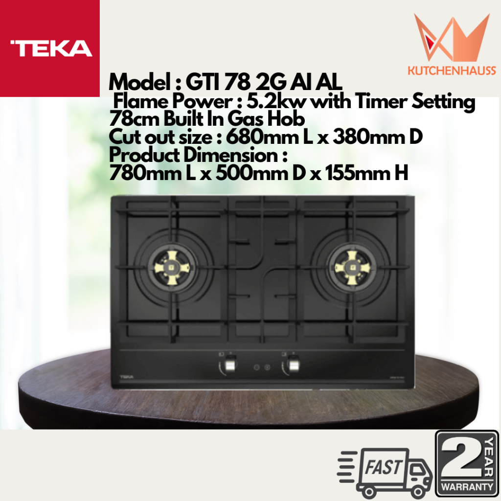 TEKA 78cm Built In Gas Hob GTI 78 2G AI AL / Gas Stove / Dapur Gas ...
