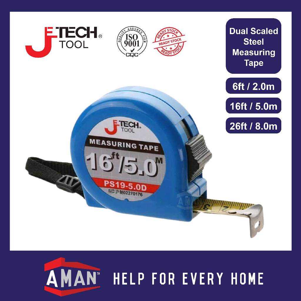 JETECH Measuring Tape Dual Scaled Steel Tape Measurement Hardware Pita ...