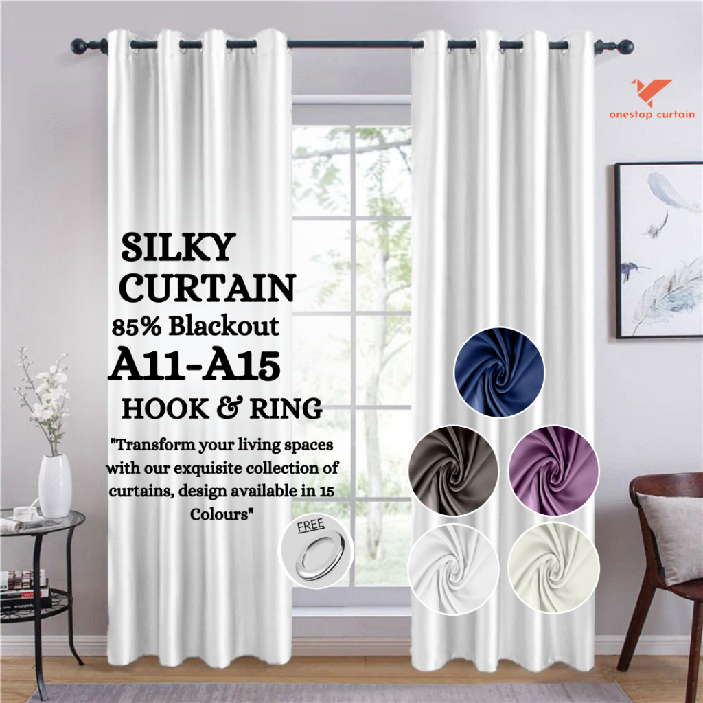 #2 Siap Jahit Langsir RAYA Kain Tebal Hook/Ring Langsir Tingkap ...