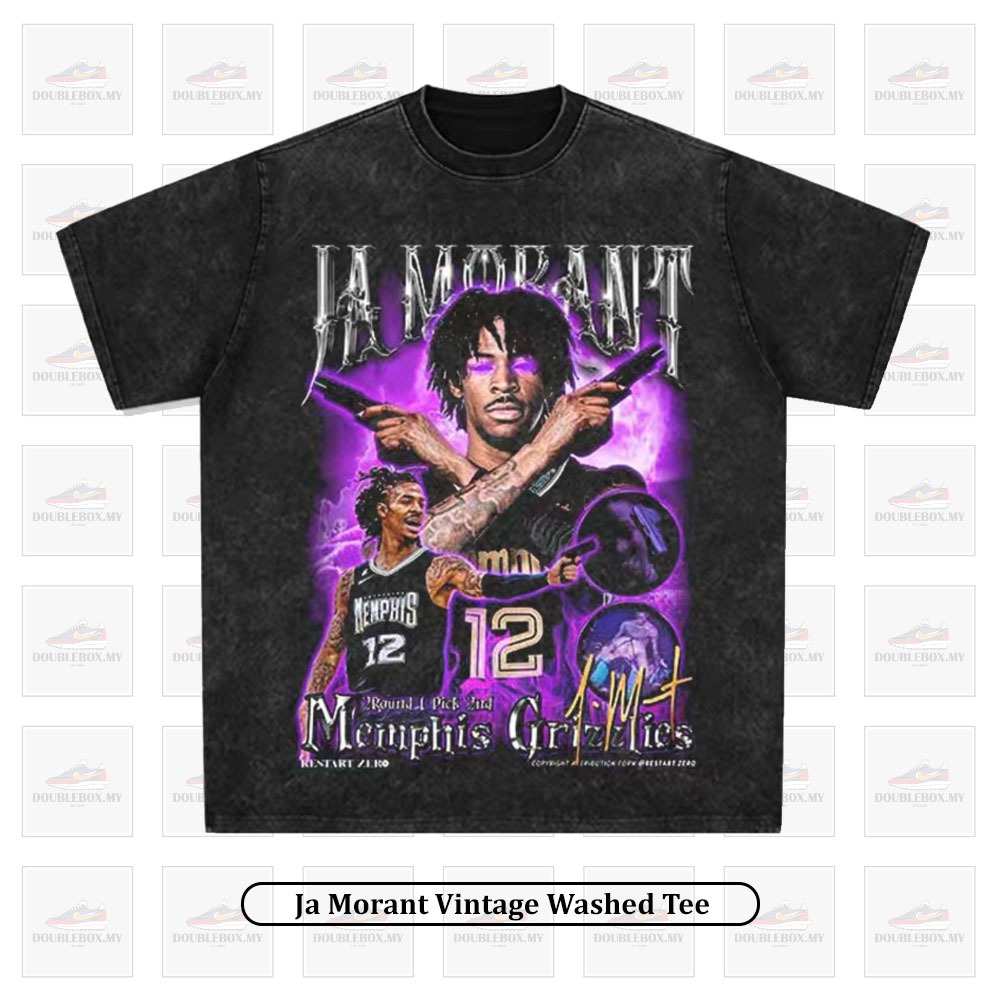 Ja Morant vintage washed tee | Shopee Malaysia