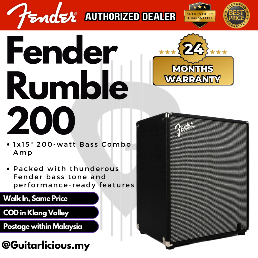Fender Rumble 200 V3 Bass Combo Amplifier (Rumble 200watt / rumble200 ...