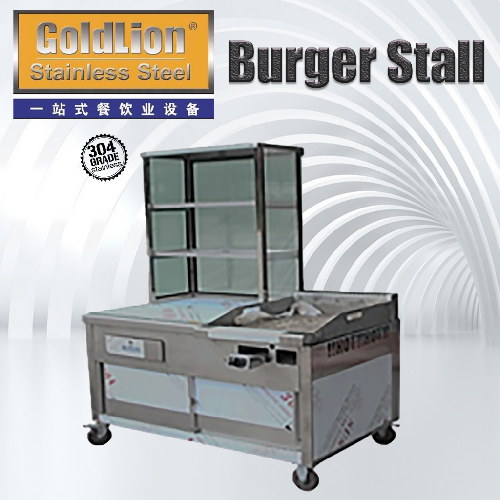 Stainless Steel Burger Stall Hot Plate with Gas Burner Dapur Griller ...