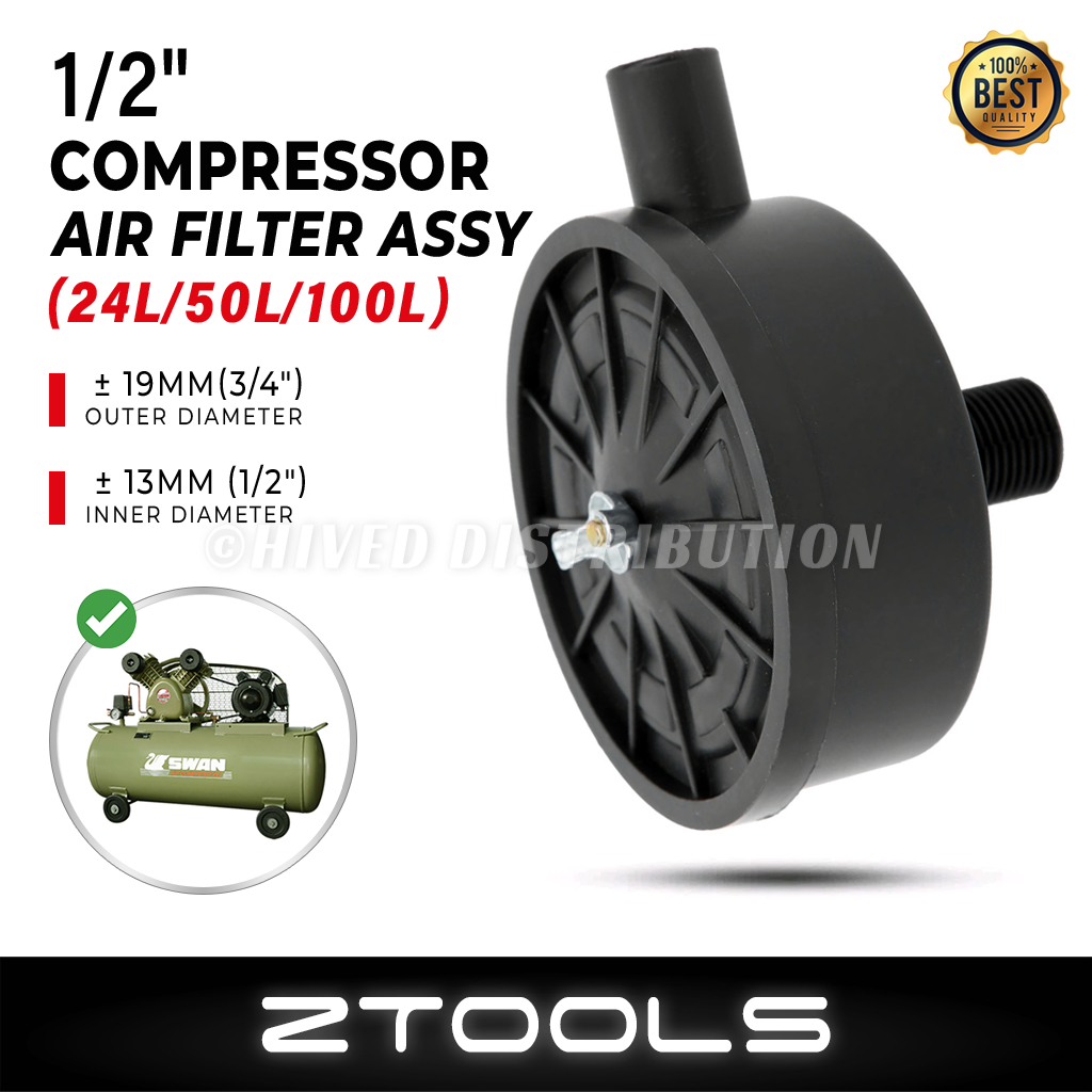 (ZTOOLS) 1/2" Air Compressor Filter 24L/50L/100L Tank | Intake Filter ...