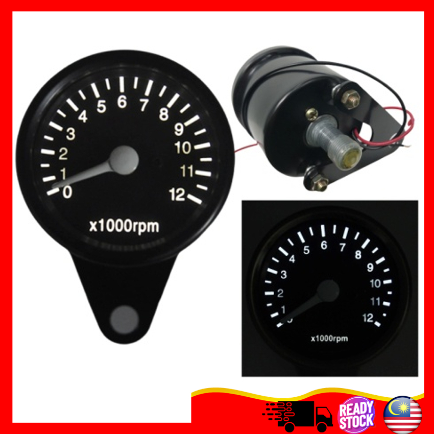 Motorcycle 12V Tachometer Meter LED Backlight 13K RPM Shift Modify ...