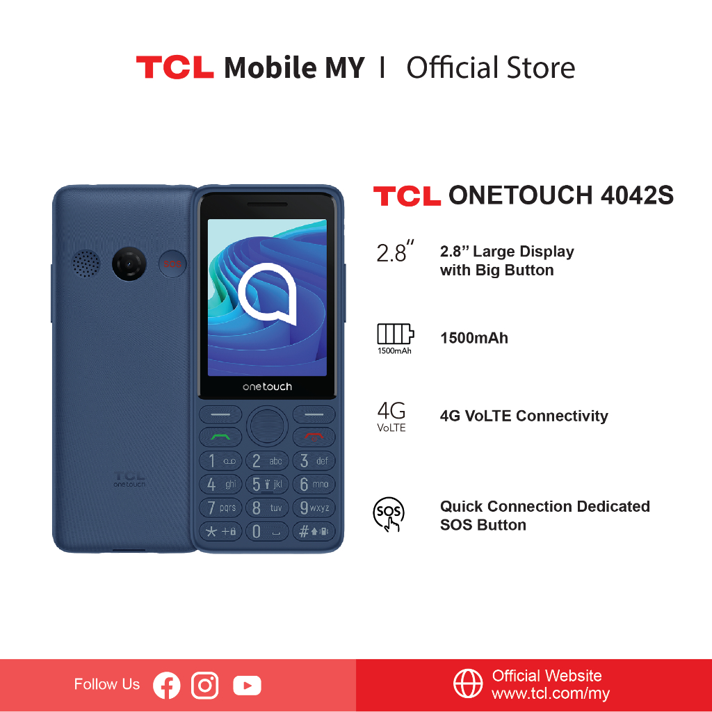 TCL 4042s 4G Feature Phone |2.8" Display |1500mAh Battery |Dedicated ...