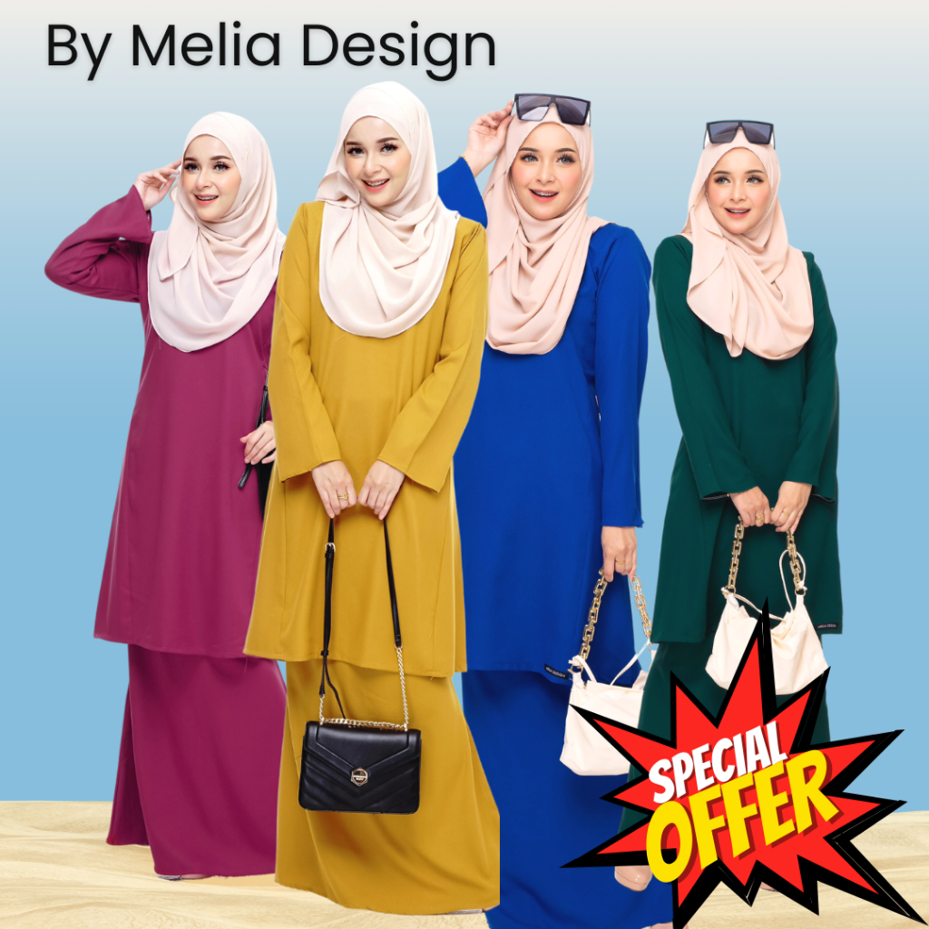Melia Design Baju Kurung Pesak Pahang Plain Murah Viral Ironless Tak ...