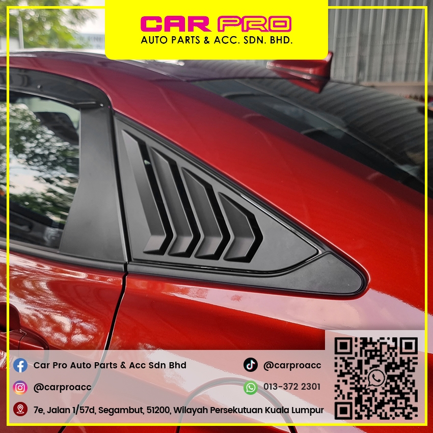Toyota Vios 2023 Matt Black Rear Side Louver Cover Rear Door Windows ...