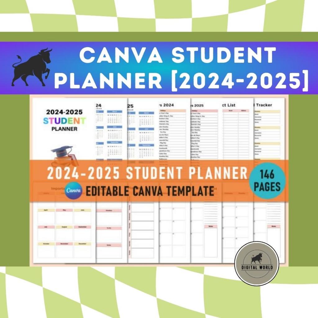 Editable Canva Student Planner | STudent Planner 2024 -2025 | Canva ...