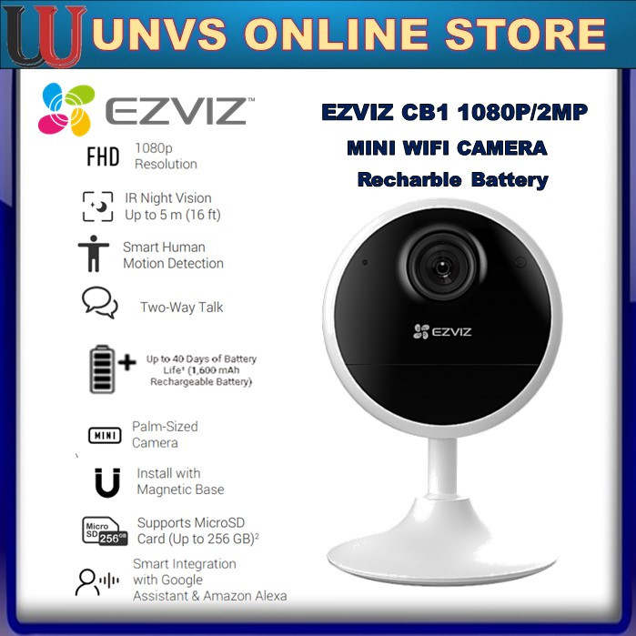 EZVIZ BC2/CB1 2MP Indoor Wi-Fi Smart Home Battery Powered Camera Smart Human Detection 2-way ...