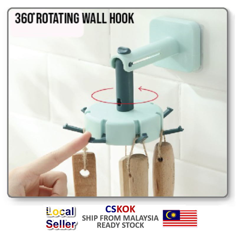 【Rotating Hook】 360 Smart Kitchen Rotating Hook Hanger Free ...