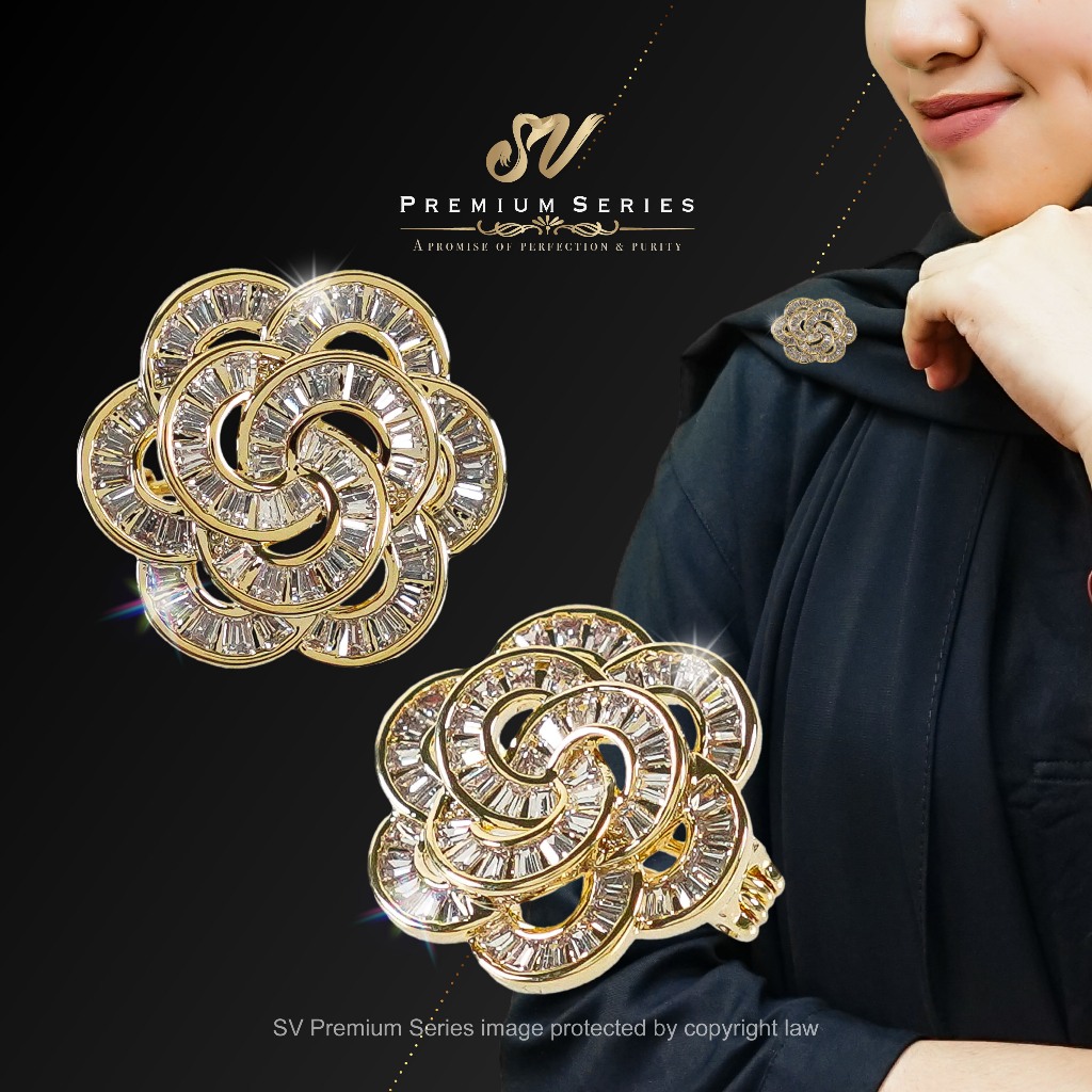 Sv Premium Flower Austria Brooch Pin Tudung Dagu Bunga Brooch Tudung ...